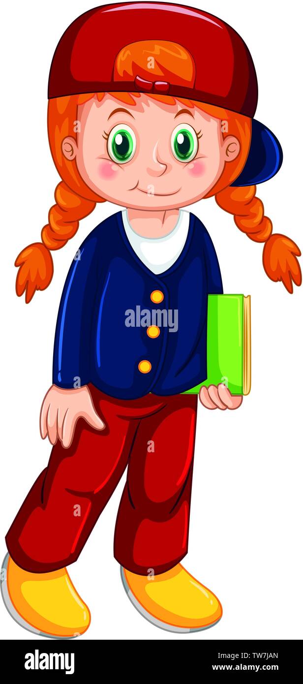 A girl character on white background illustration Stock Vector Image ...