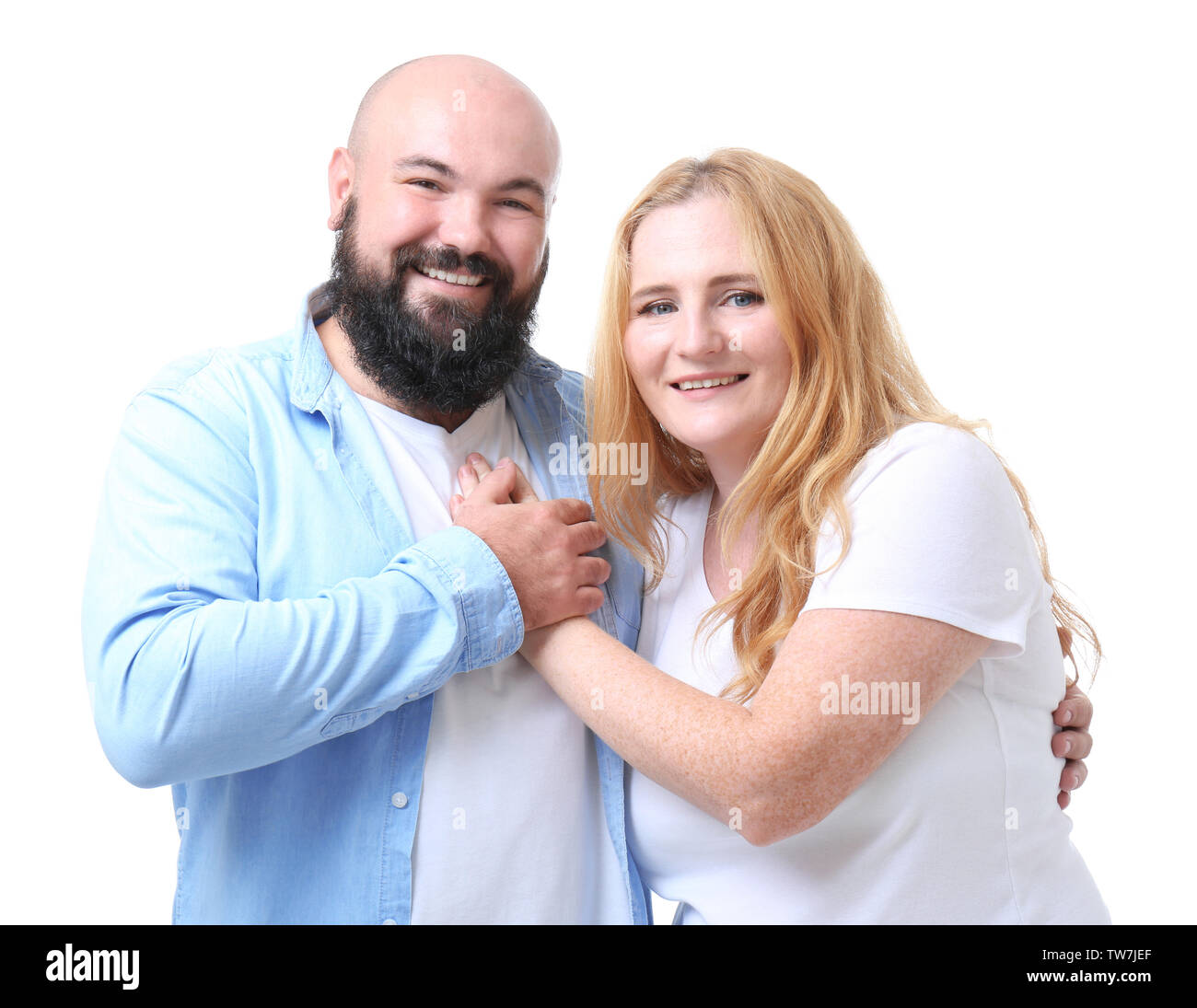Obese couple holding hands hi-res stock photography and images - Alamy