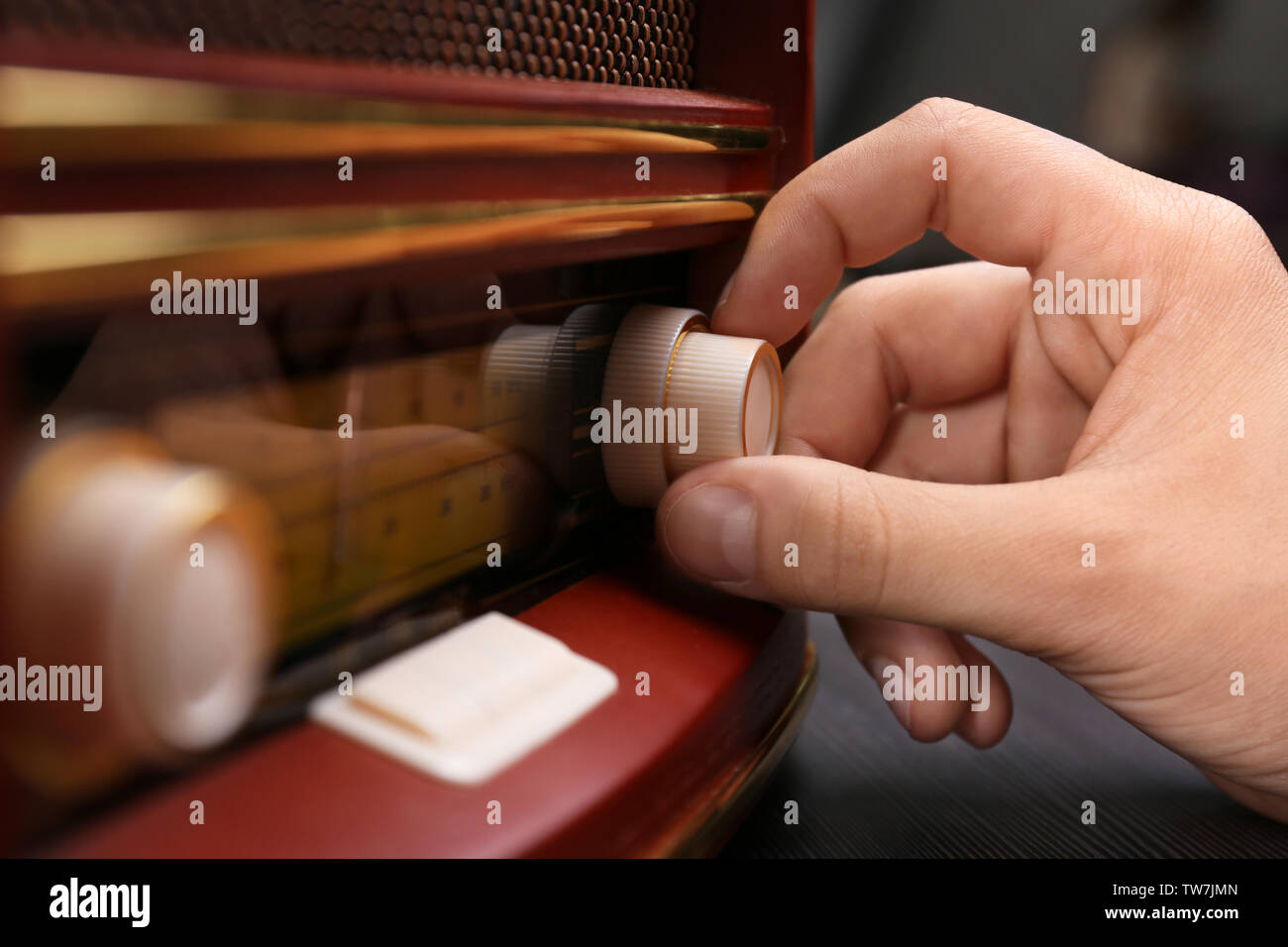 Old man tuning radio hi-res stock photography and images - Alamy
