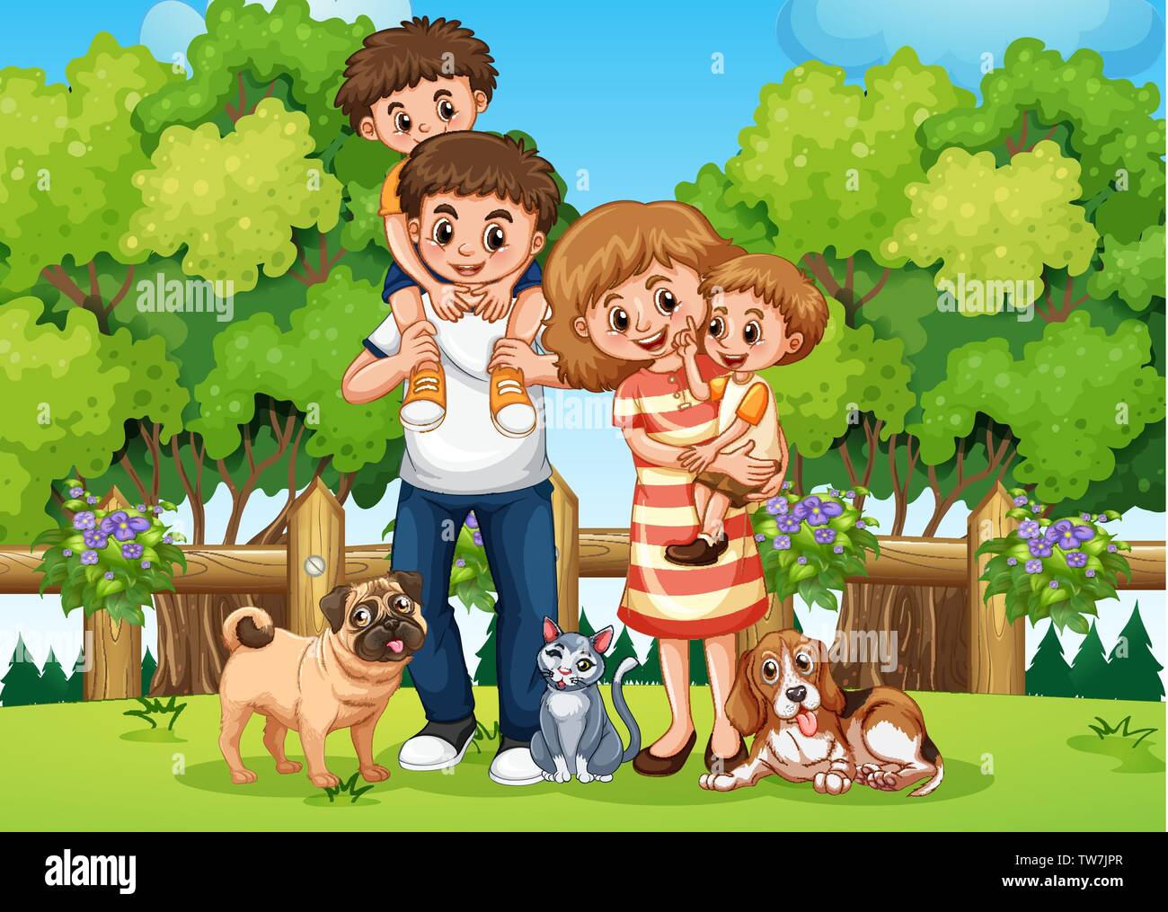 A family at the park illustration Stock Vector Image & Art - Alamy