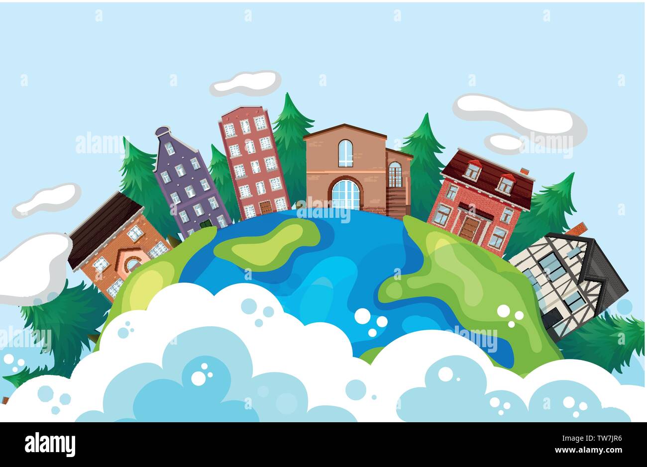 Building on the earth illustration Stock Vector Image & Art - Alamy