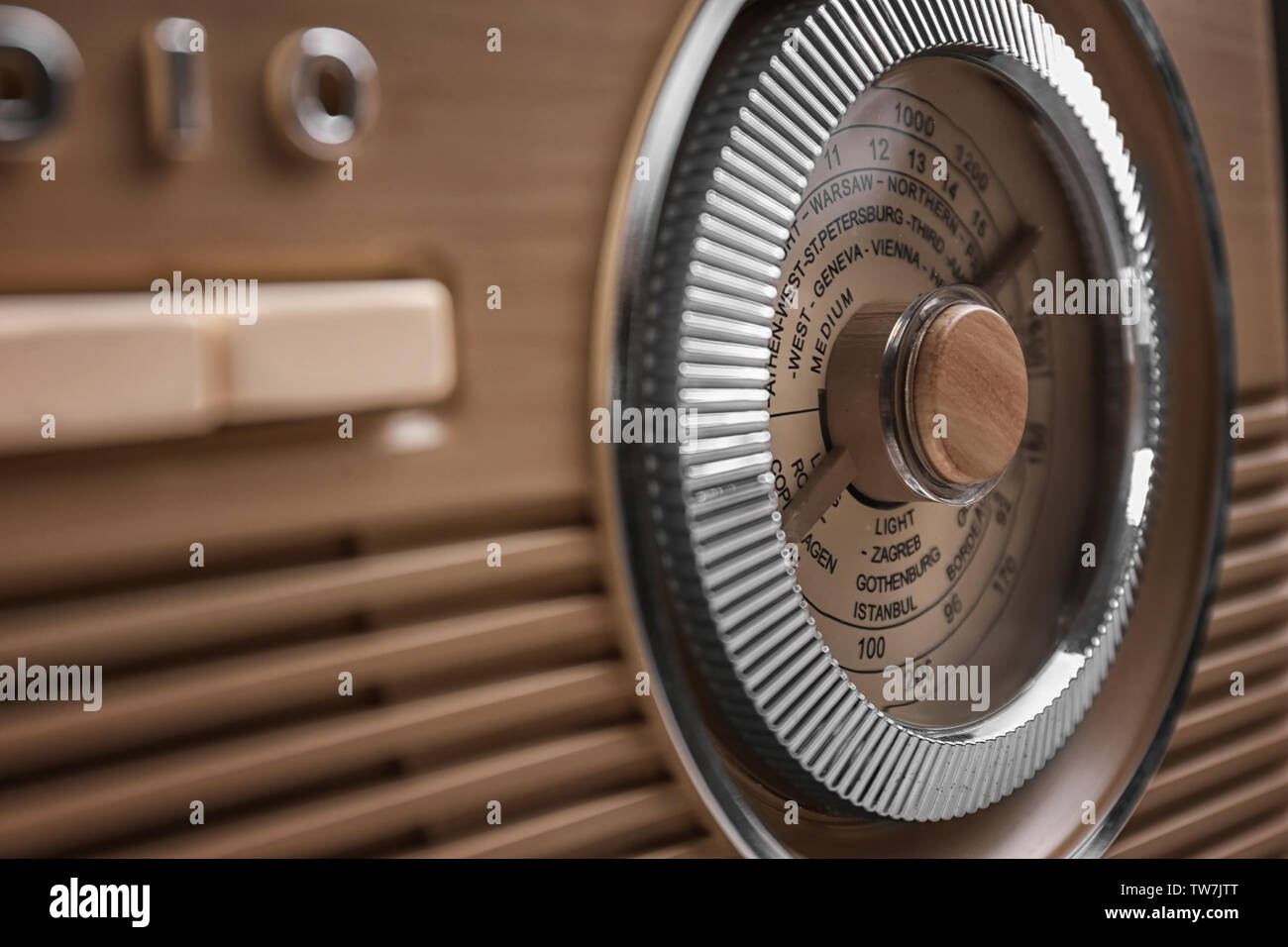 Retro radio receiver, closeup Stock Photo - Alamy