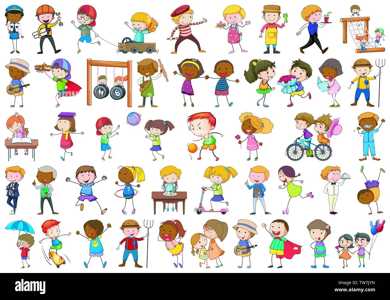 Doodle boy character exercise hi-res stock photography and images - Alamy
