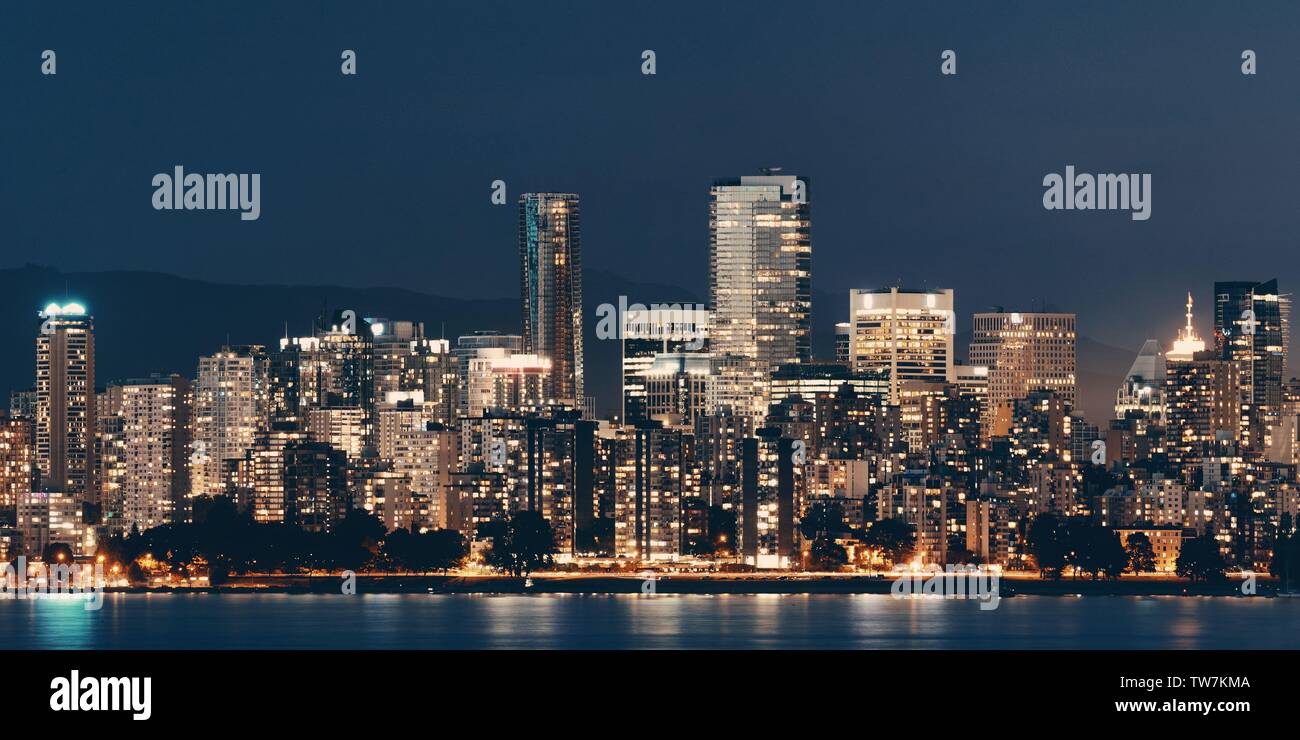 Vancouver city skyline at night Stock Photo - Alamy