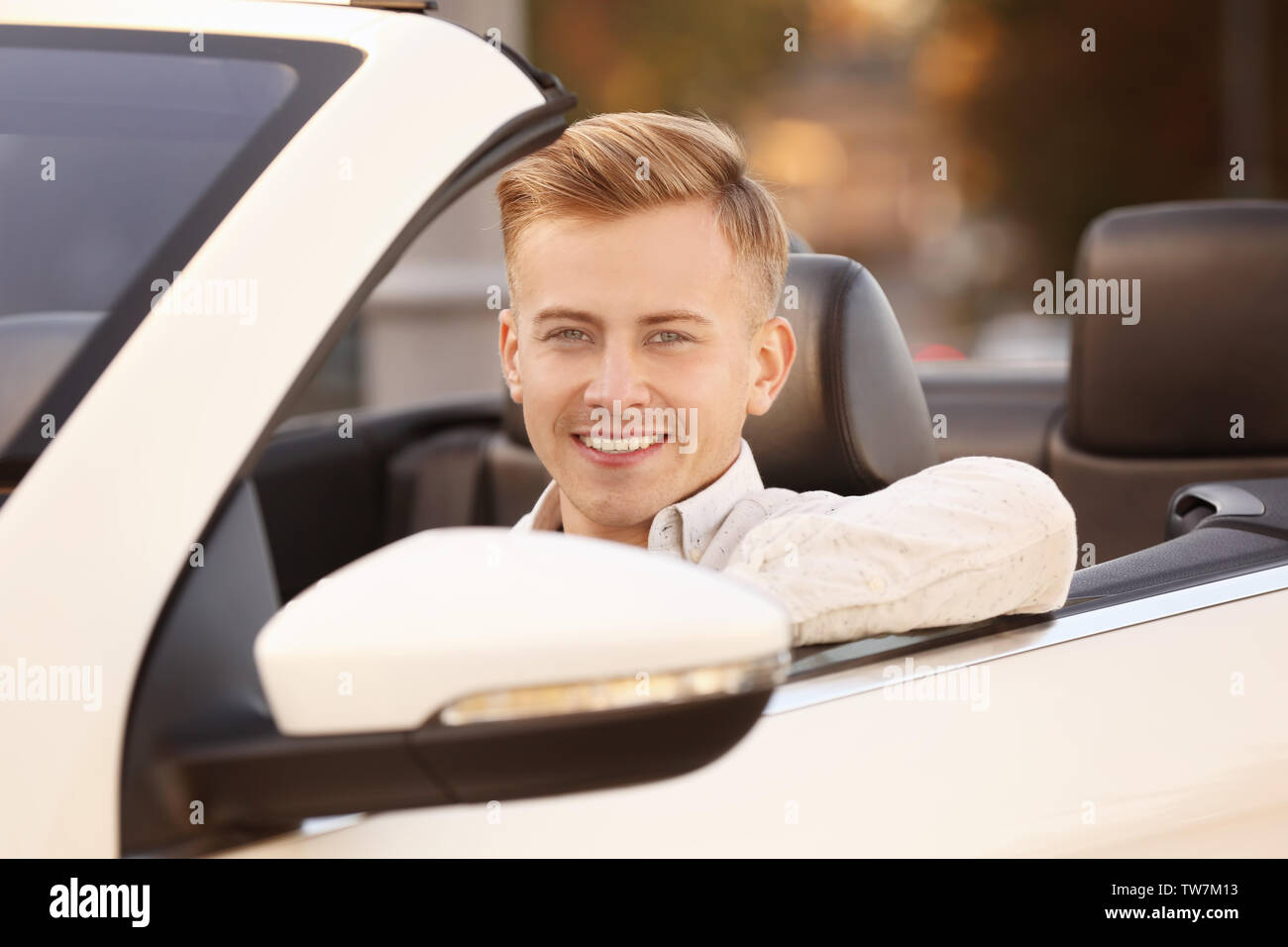 Man driving modern car hi-res stock photography and images - Alamy