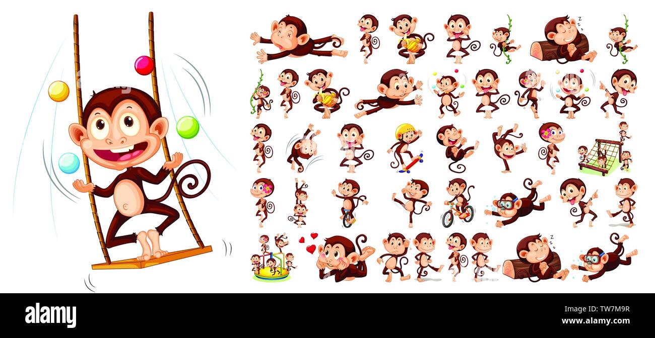 Set of monkey character illustration Stock Vector Image & Art - Alamy