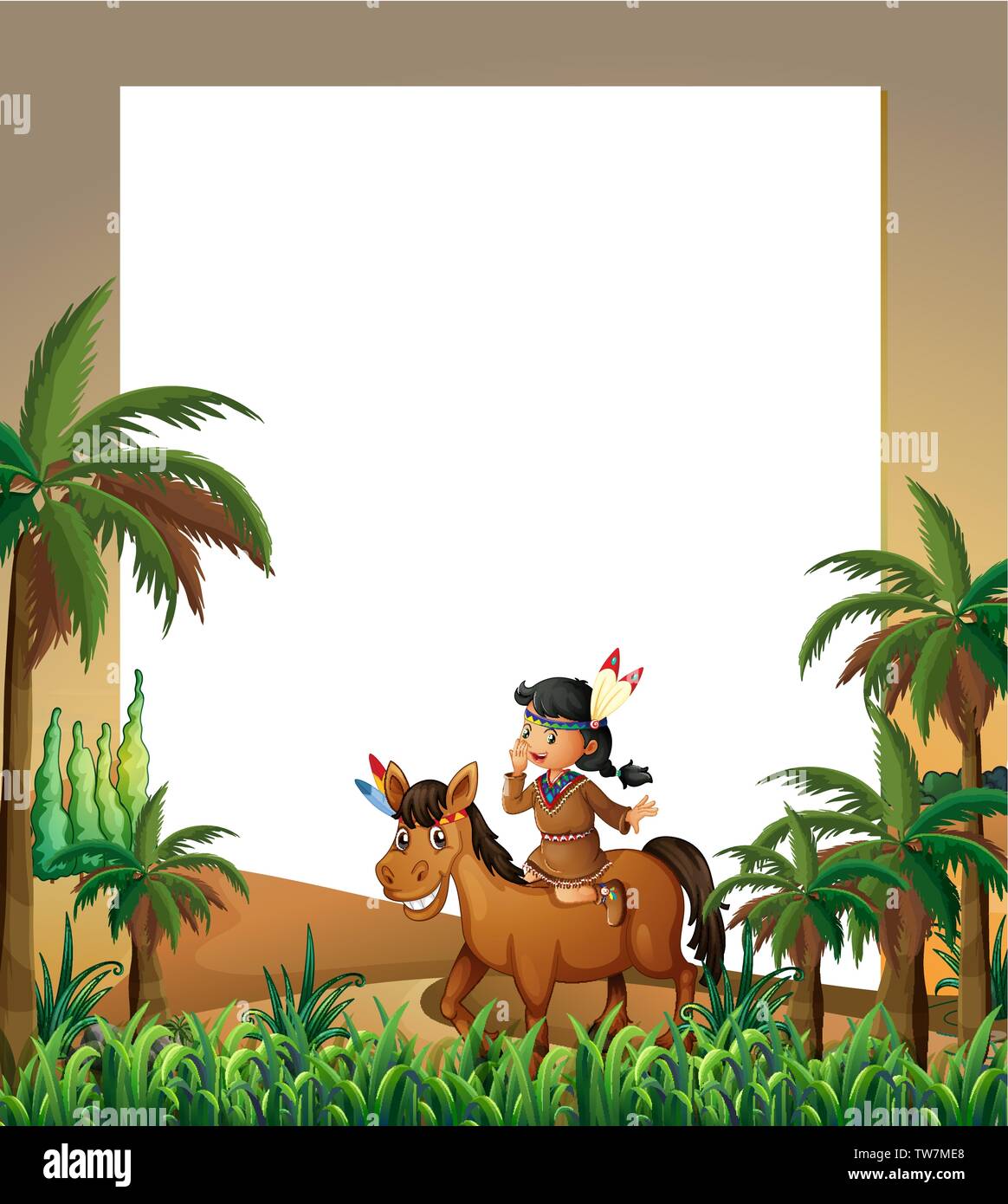 A native american on note template illustration Stock Vector Image ...