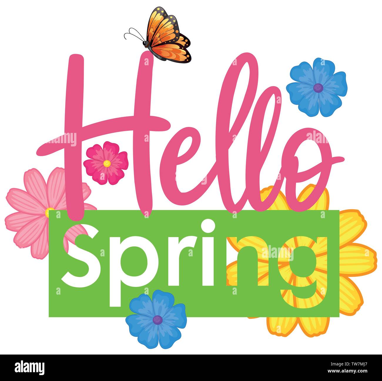 Hello spring text letter illustration Stock Vector Image & Art - Alamy
