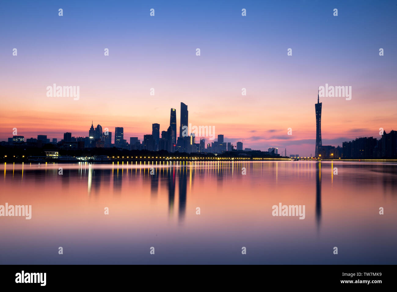 cityscape and skyline of guangzhou at sunset Stock Photo - Alamy