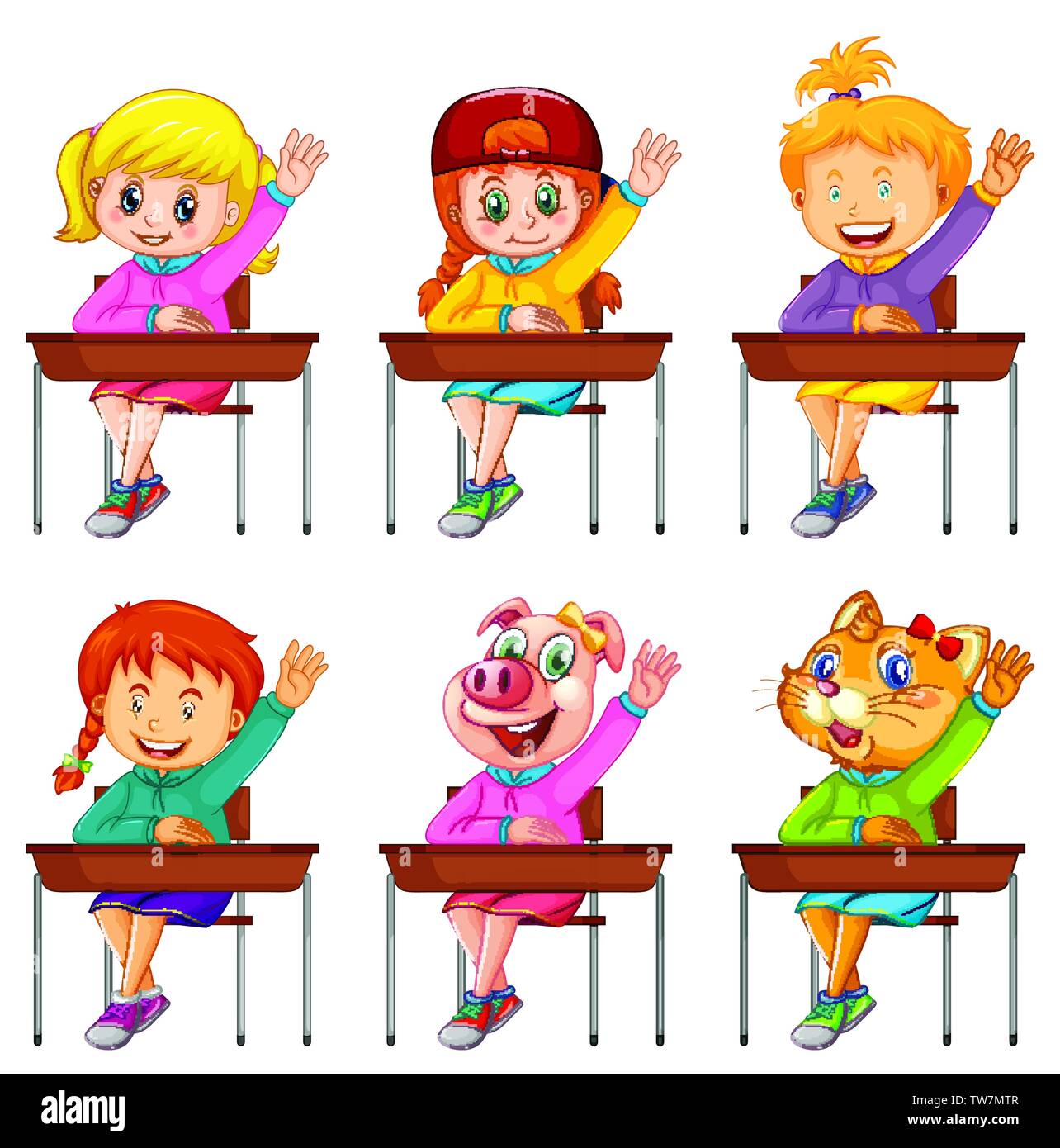 Set of student answer question illustration Stock Vector Image & Art ...