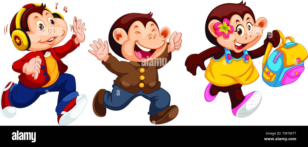 Set of monkey character illustration Stock Vector Image & Art - Alamy
