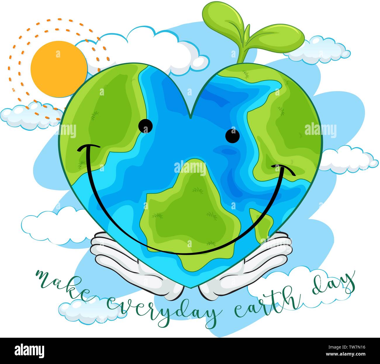 Happy earth on white background illustration Stock Vector Image & Art ...