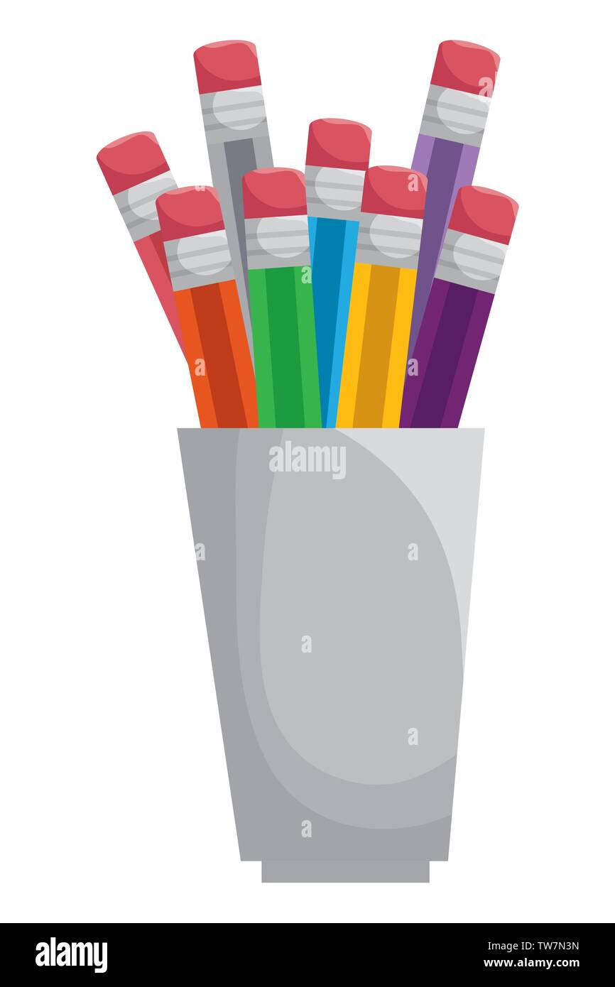set of colors pencils school in holders Stock Vector Image & Art - Alamy