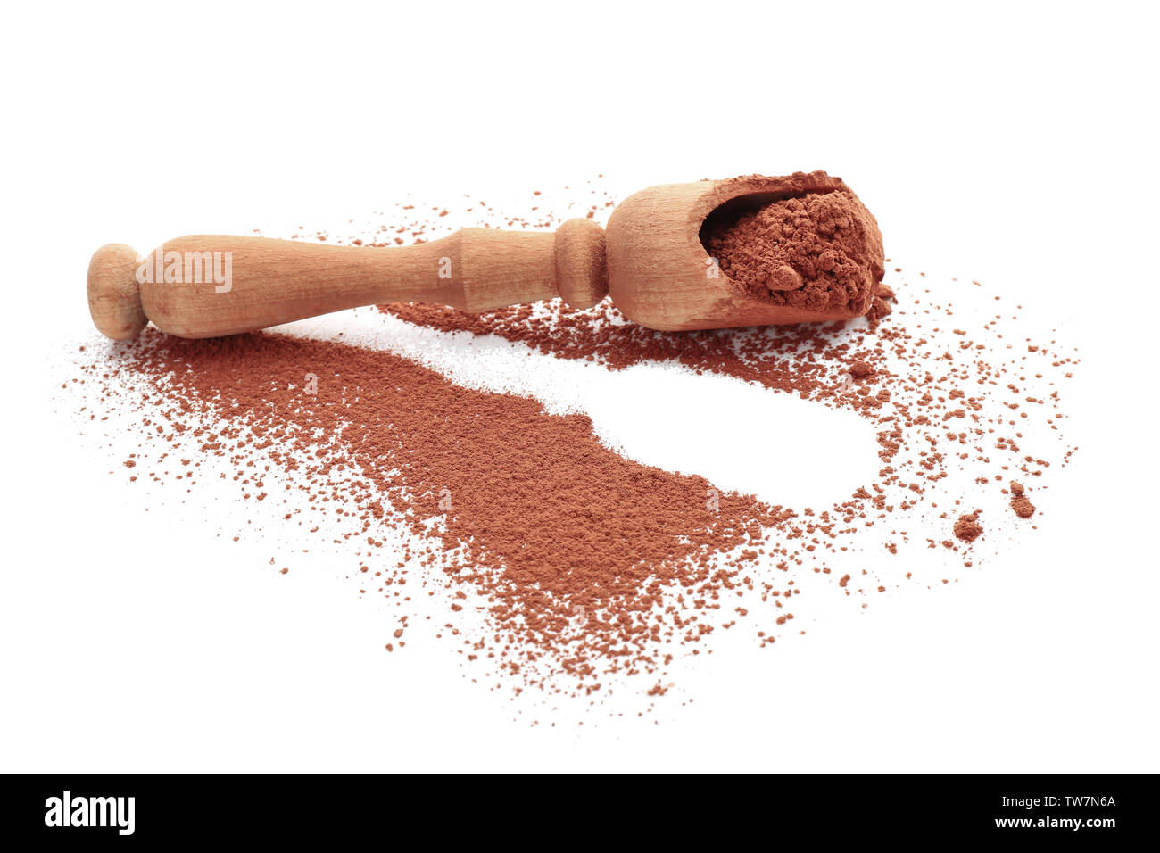 Wooden scoop with healthy cocoa powder on white background Stock Photo ...