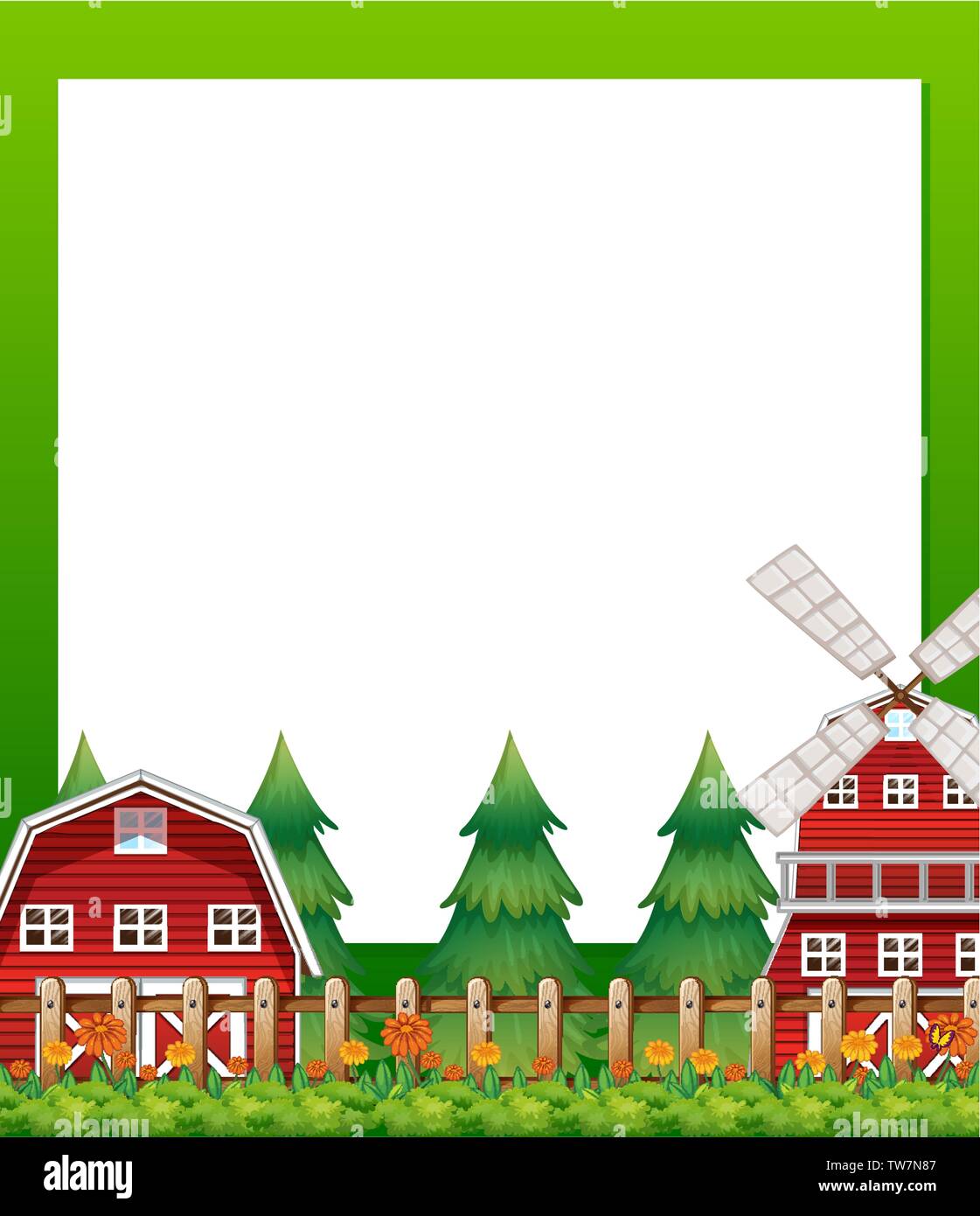 Countryside landscape border banner illustration Stock Vector Image ...