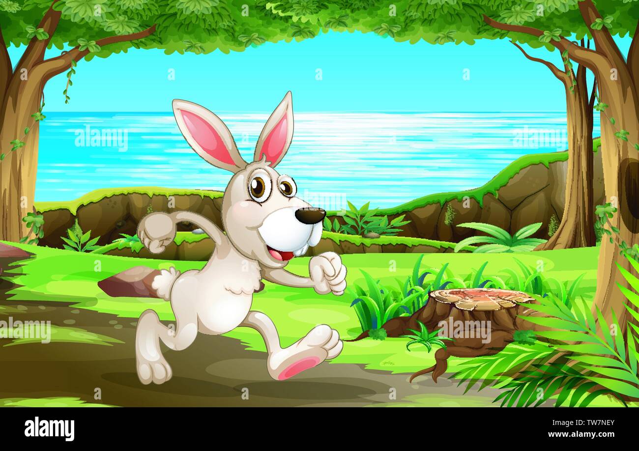 Rabbit running in the park illustration Stock Vector Image & Art - Alamy