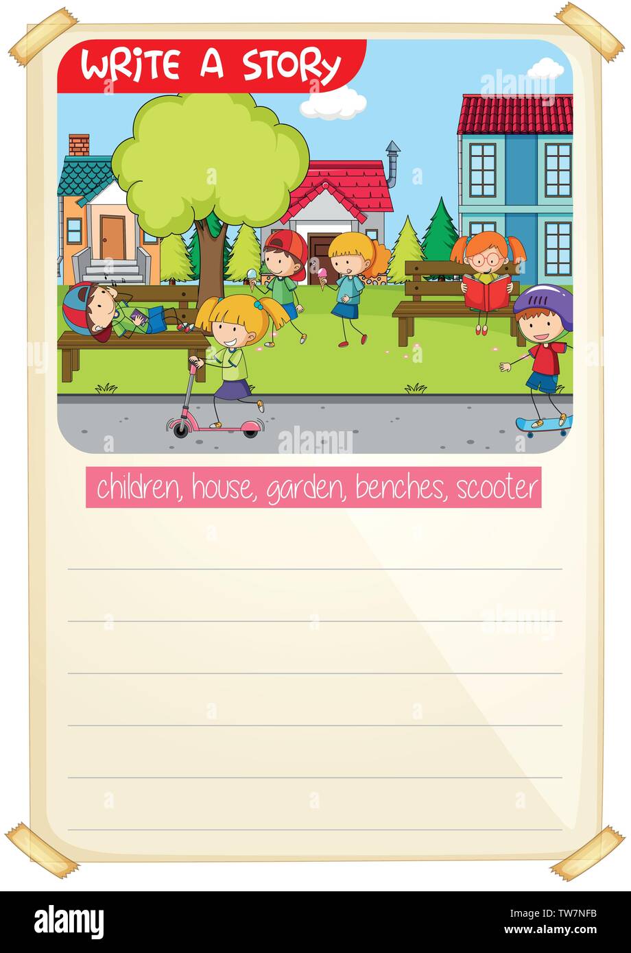 A picture narrative worksheet illustration Stock Vector Image & Art - Alamy