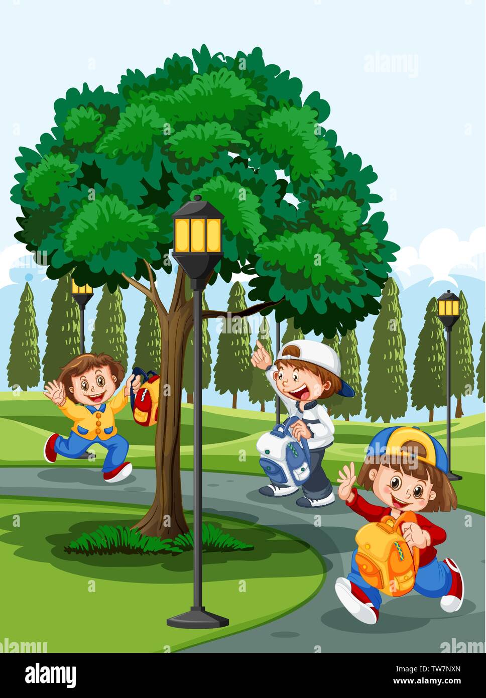 Children in the park illustration Stock Vector Image & Art - Alamy