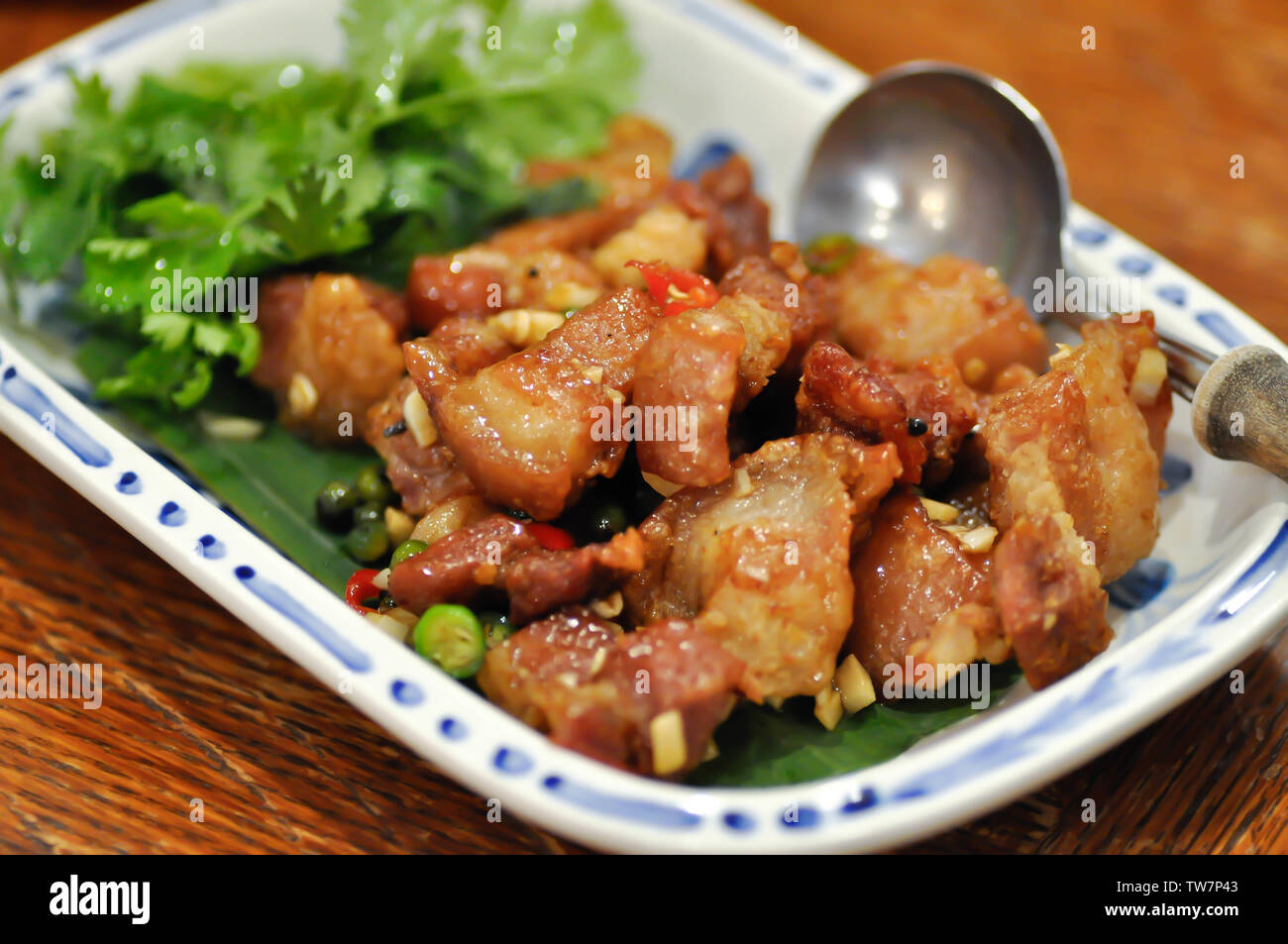deep fried pork dish, fried pork or fried belly of pork Stock Photo - Alamy