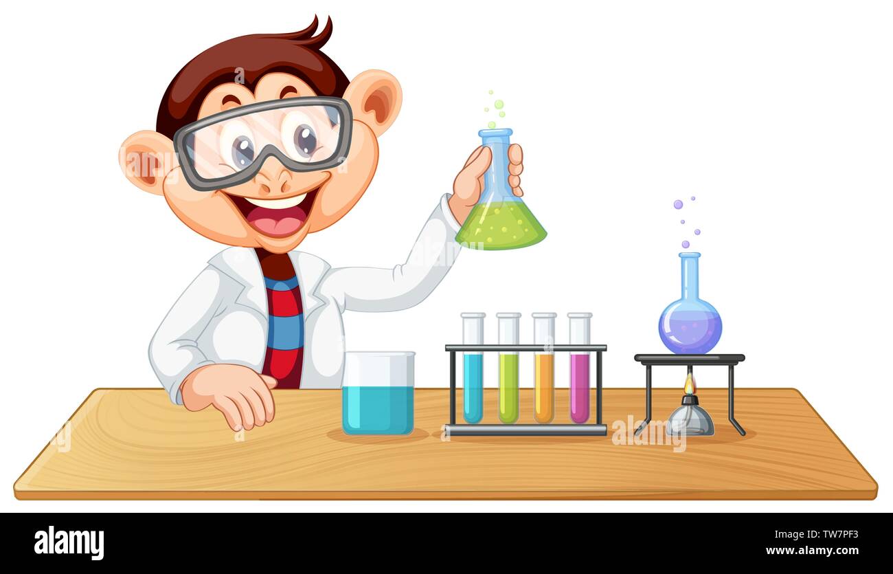 A monkey at the lab illustration Stock Vector Image & Art - Alamy