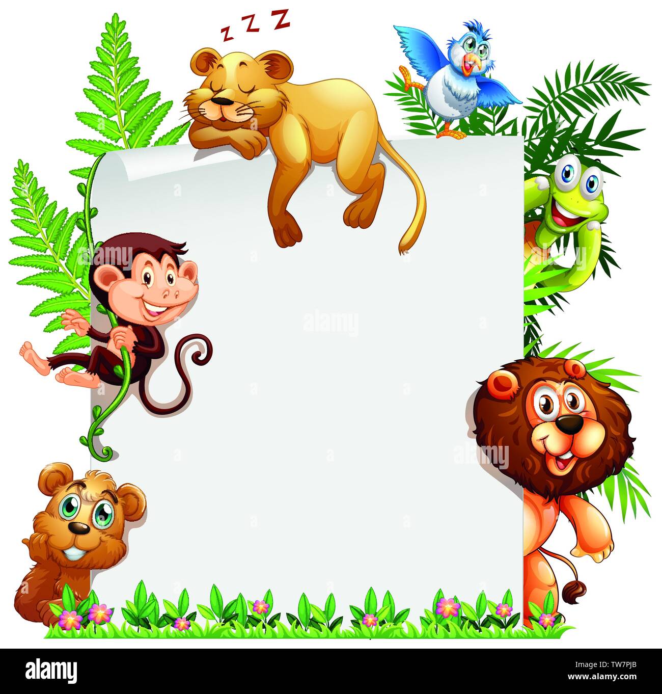 Animal on note template illustration Stock Vector Image & Art - Alamy