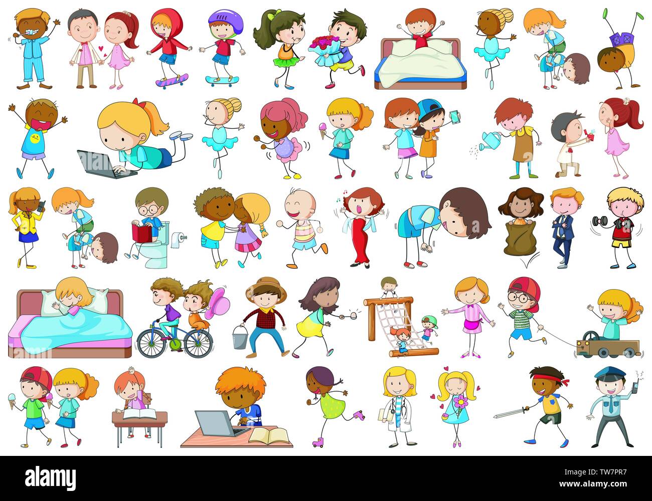 Set of doodle character illustration Stock Vector Image & Art - Alamy