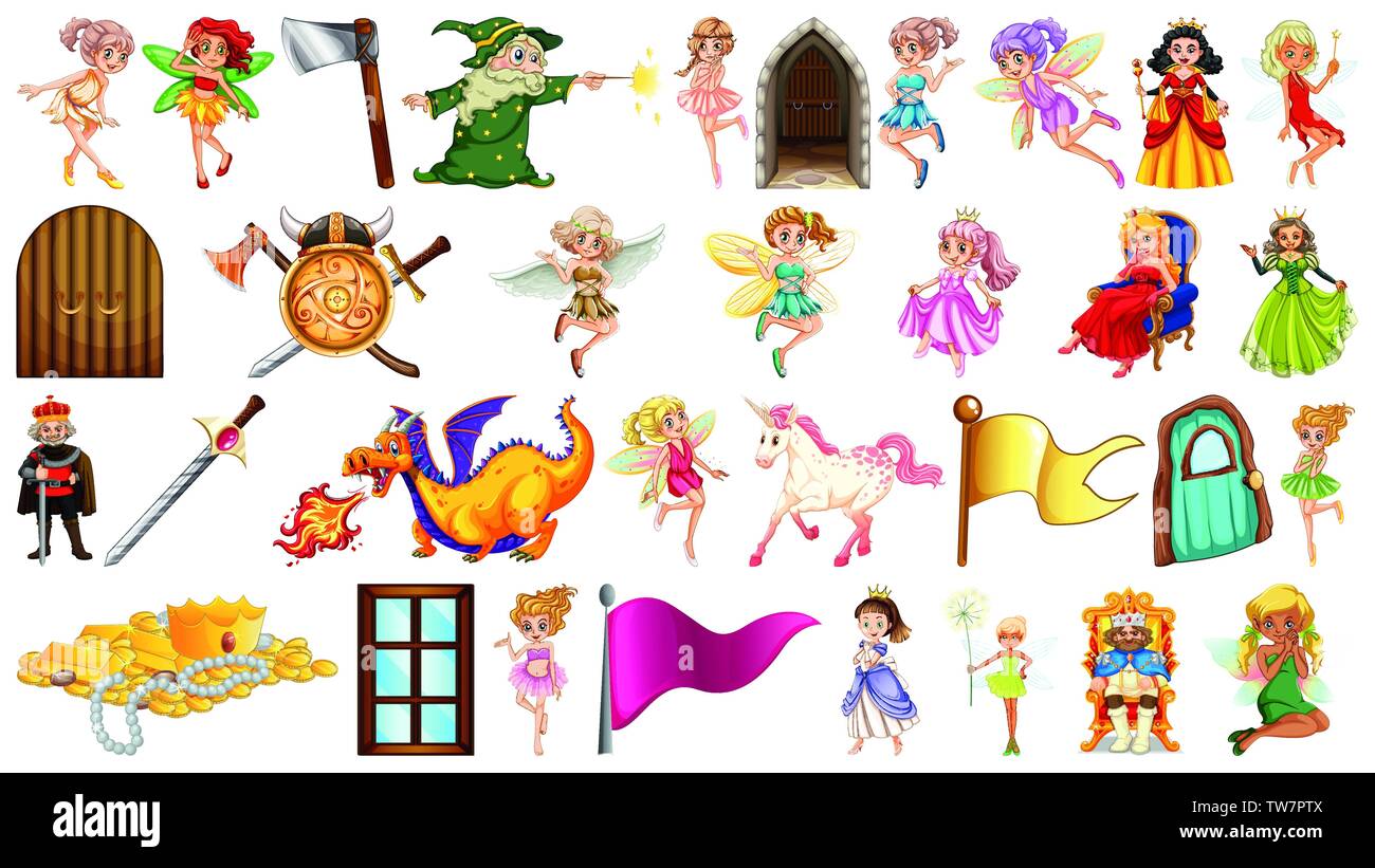 Set of fantasy fairy object illustration Stock Vector Image & Art - Alamy