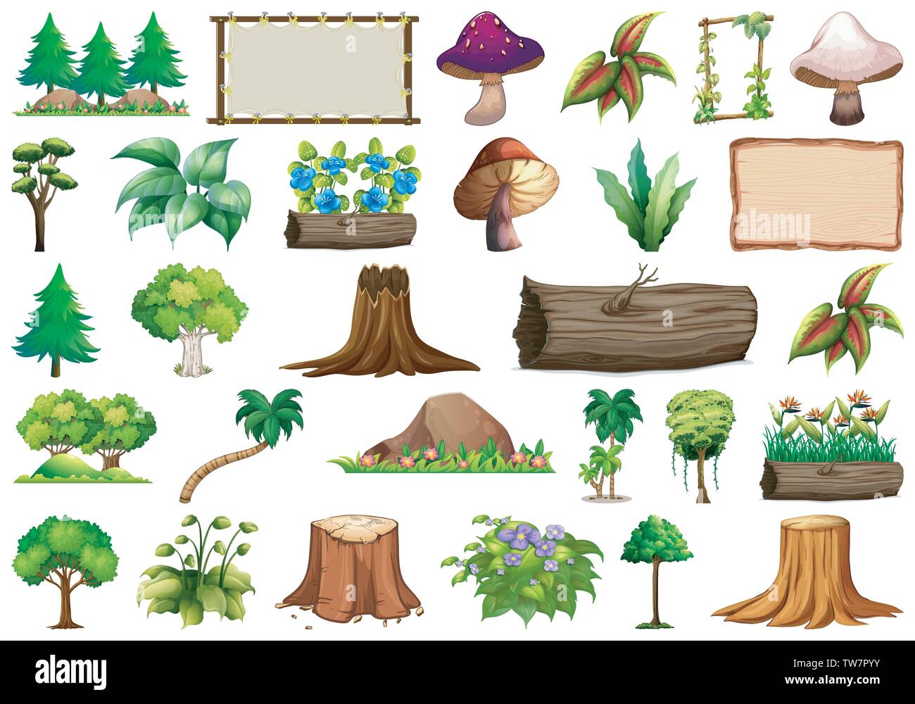Set of nature object illustration Stock Vector Image & Art - Alamy