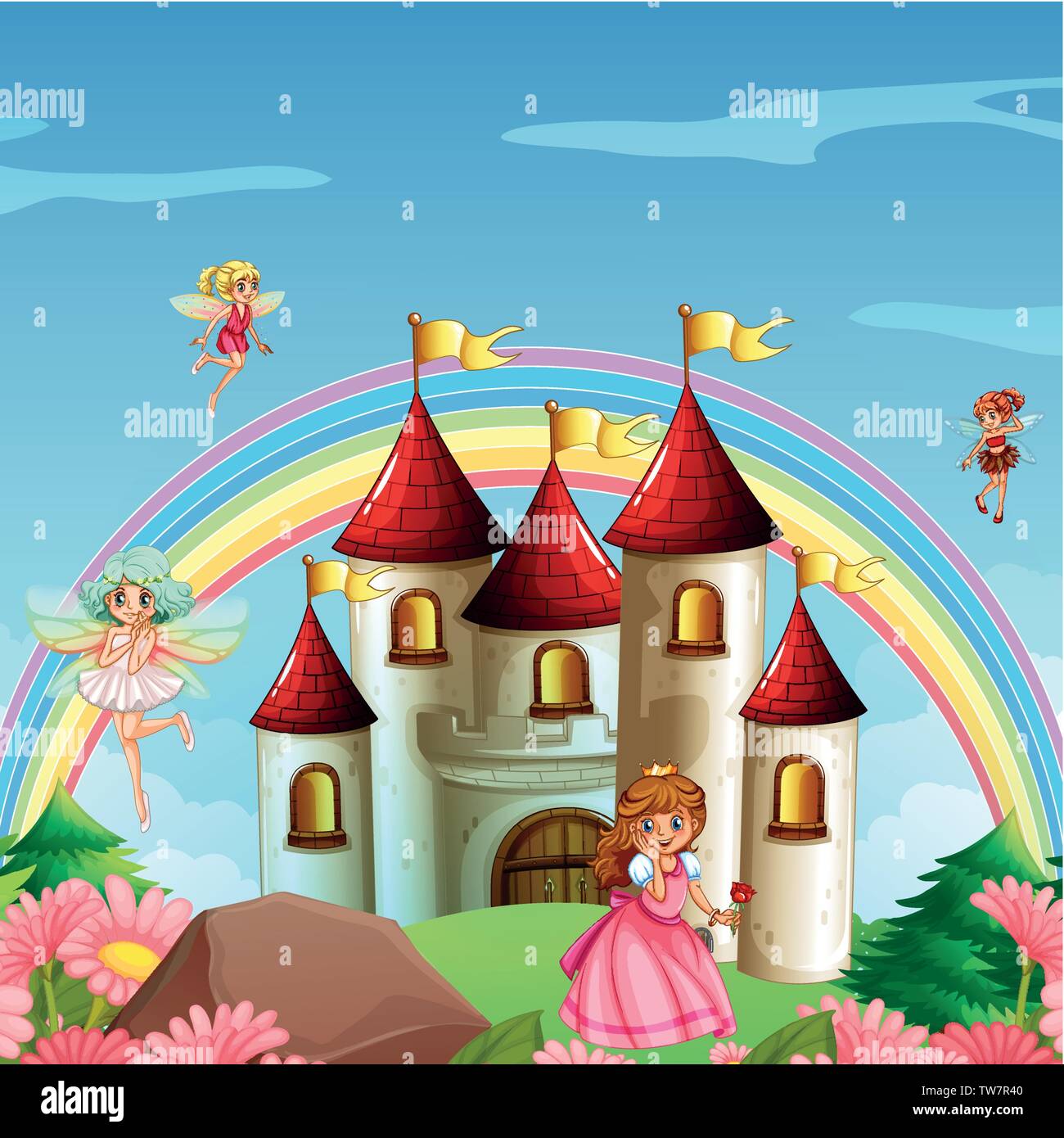 Princess in fantasy land illustration Stock Vector Image & Art - Alamy