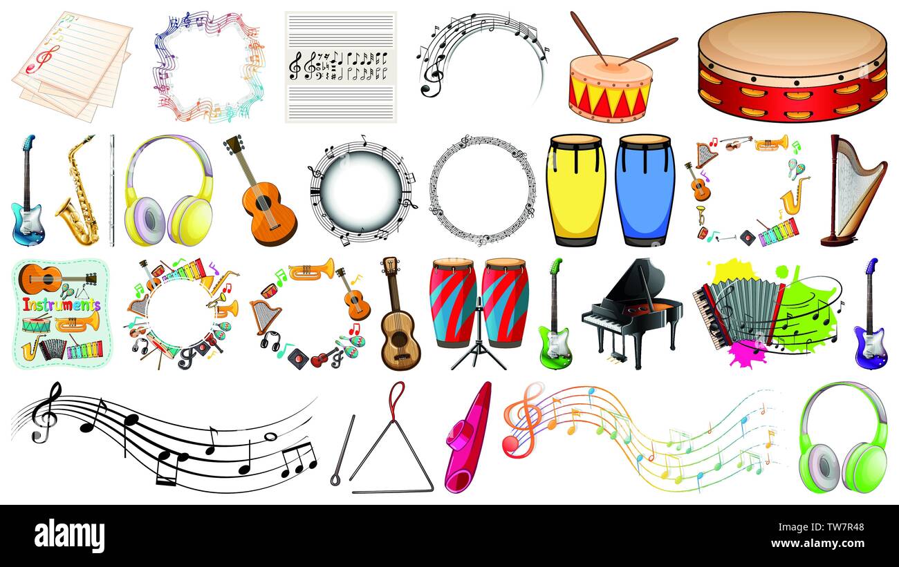 Set of music instrument illustration Stock Vector Image & Art - Alamy