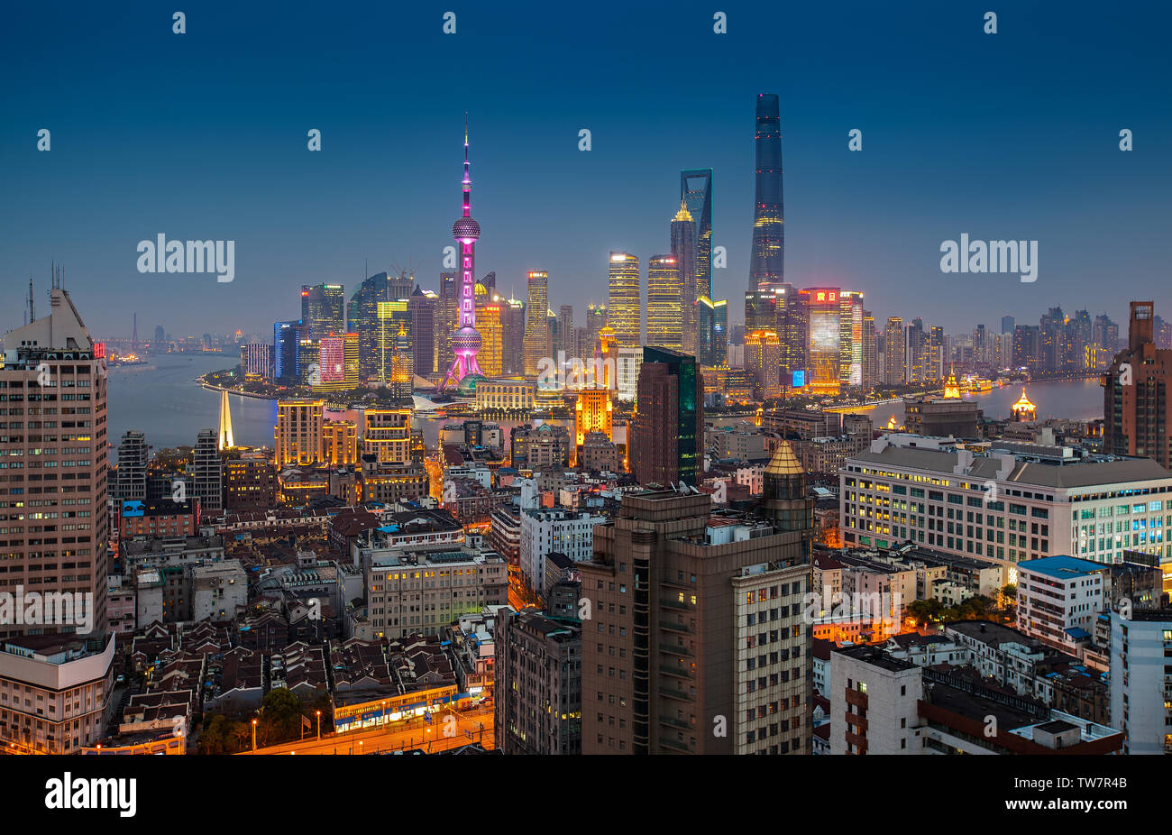 Shanghai city building and residential area and high rise building ...
