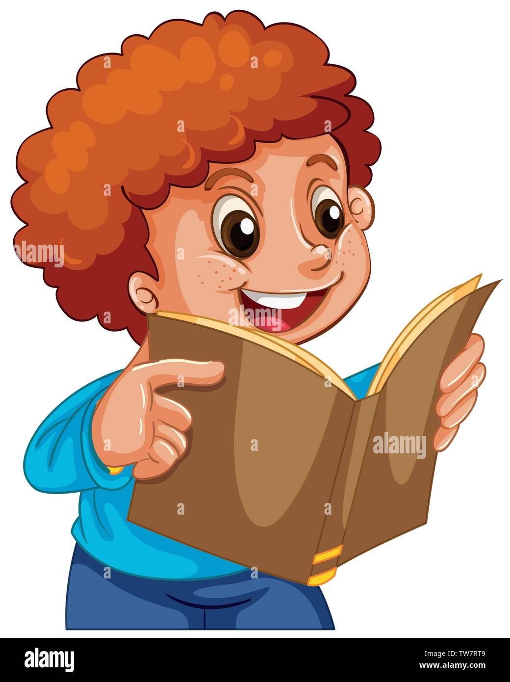 Boy reading a book illustration Stock Vector Image & Art - Alamy
