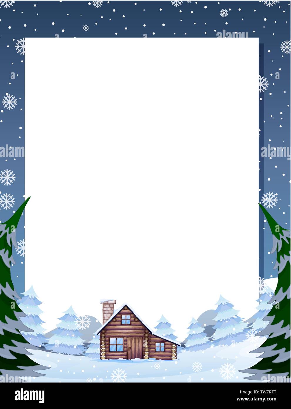 Winter cabin note template illustration Stock Vector Image & Art - Alamy