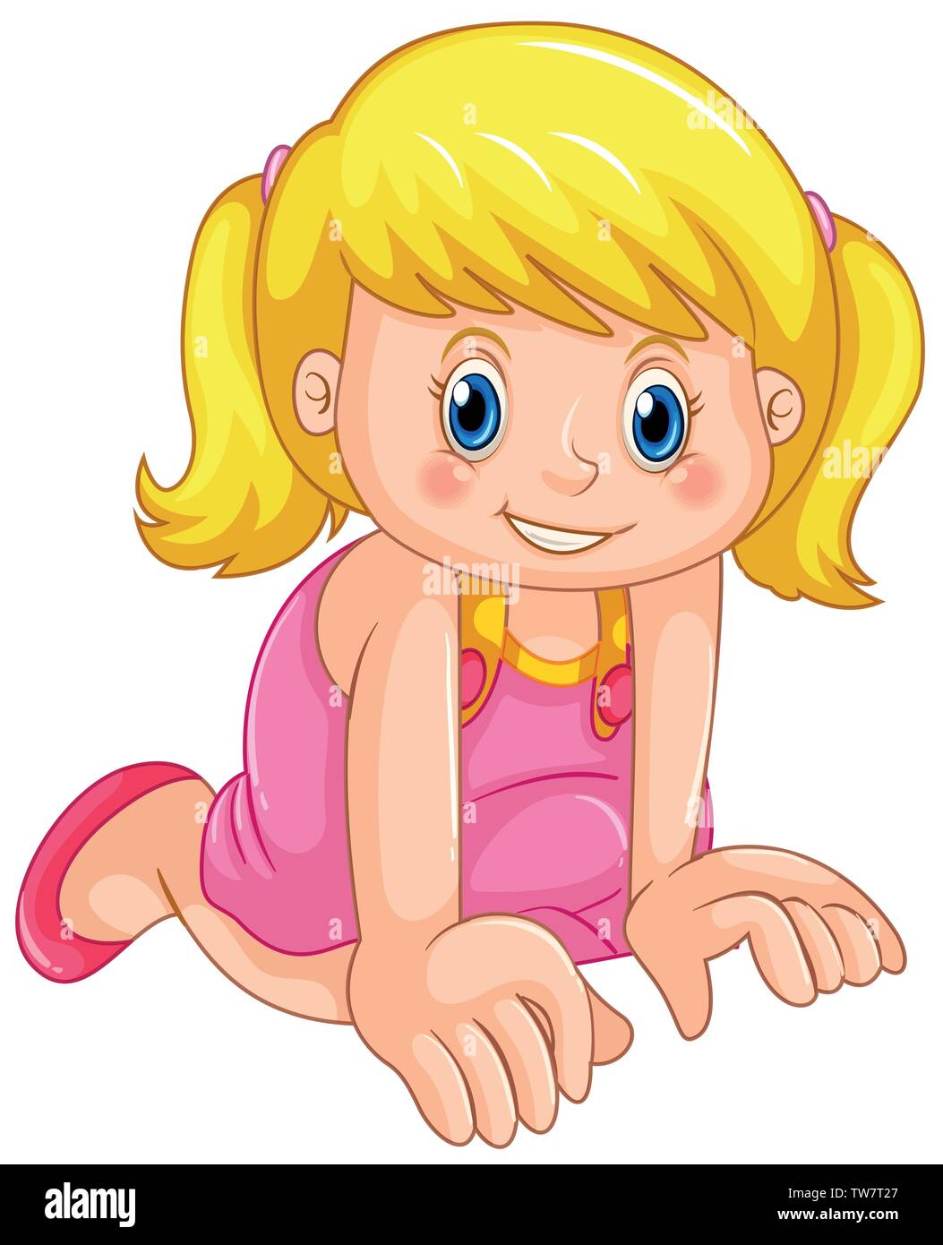 A cute blonde girl sitting illustration Stock Vector Image & Art - Alamy