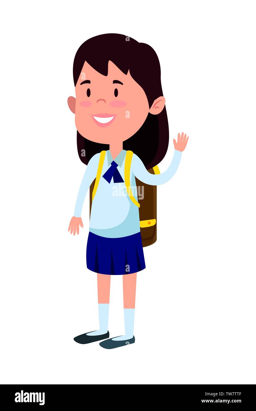 happy student girl with school bag Stock Vector Image & Art - Alamy