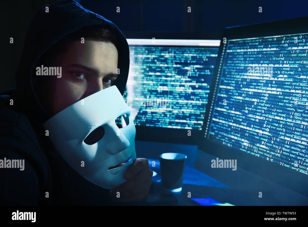 Computer codes in black background hi-res stock photography and images ...