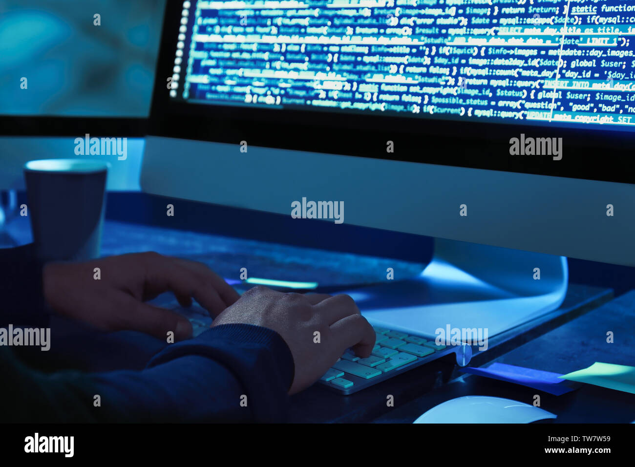 Computer codes in black background hi-res stock photography and images ...