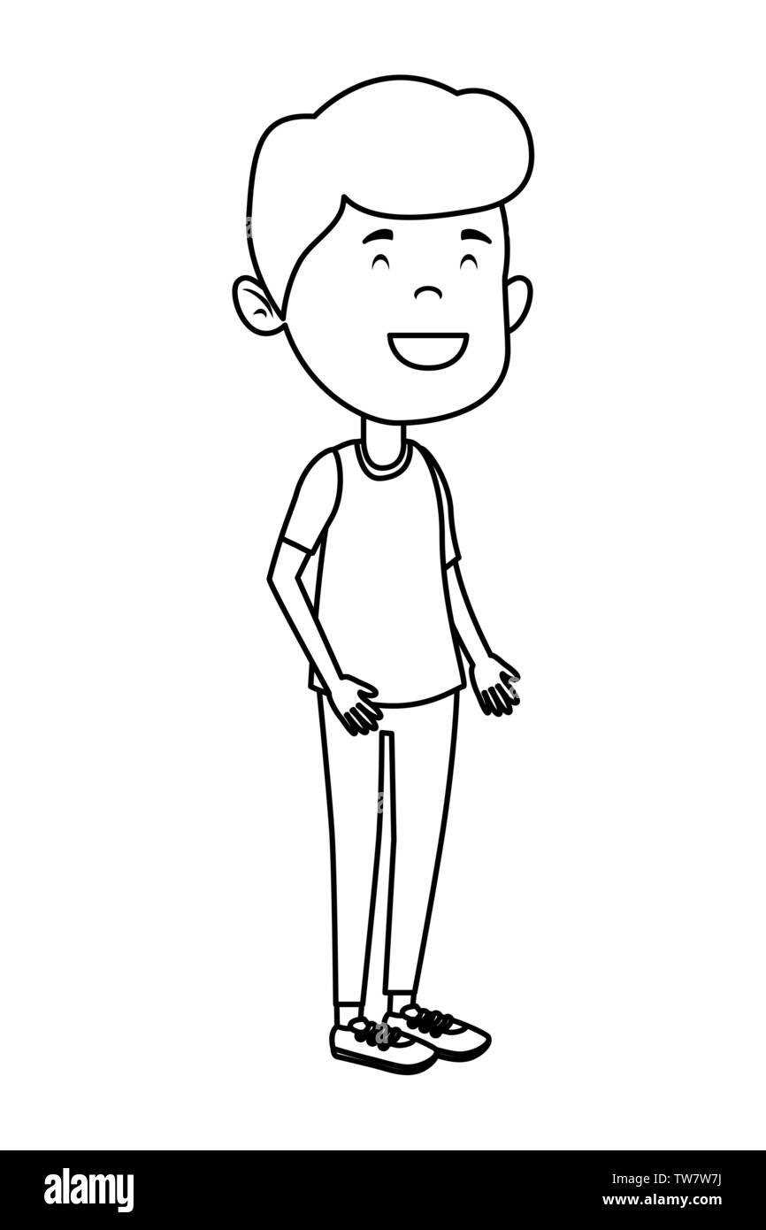 happy student boy comic character Stock Vector Image & Art - Alamy