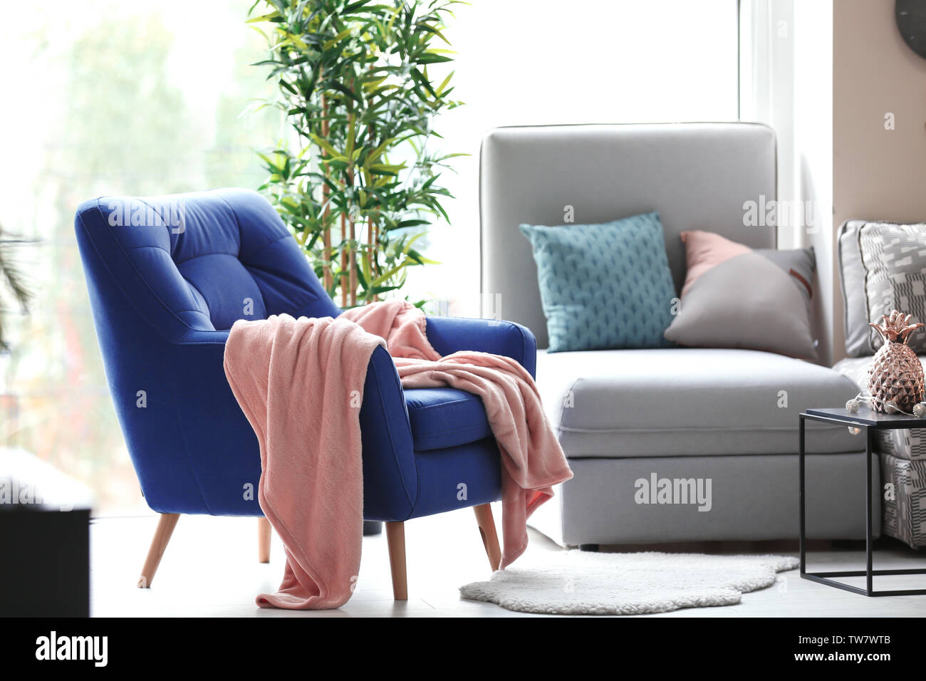 Design of modern living room with comfortable furniture Stock Photo - Alamy