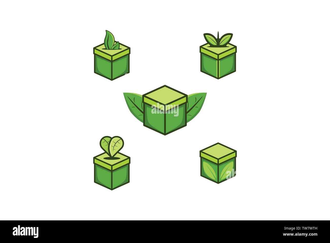 set box and leaf logo Designs Inspiration Isolated on White Background ...