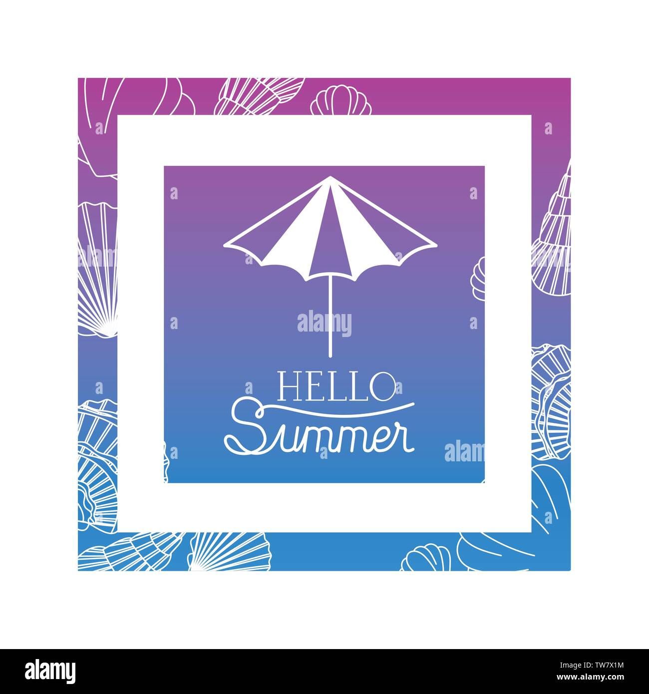 hello summer label with colorful image Stock Vector Image & Art - Alamy