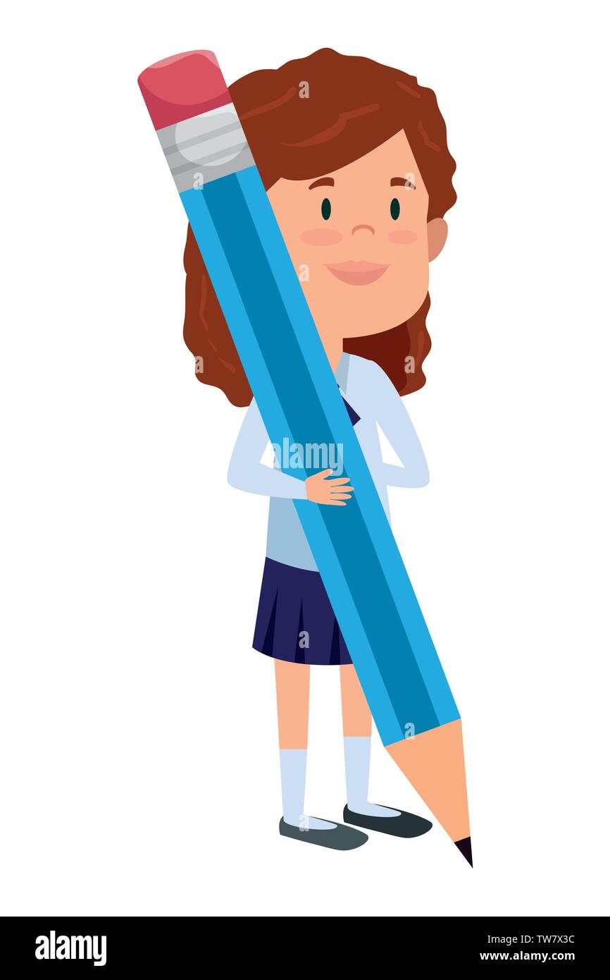 happy student girl writing with pencil Stock Vector Image & Art - Alamy