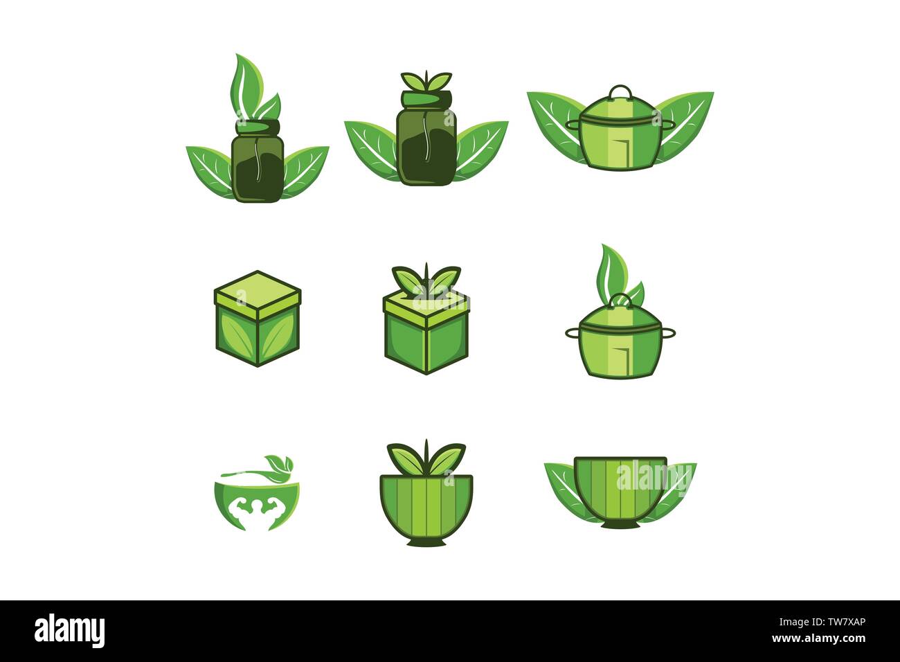 set healthy product logo Designs Inspiration Isolated on White ...