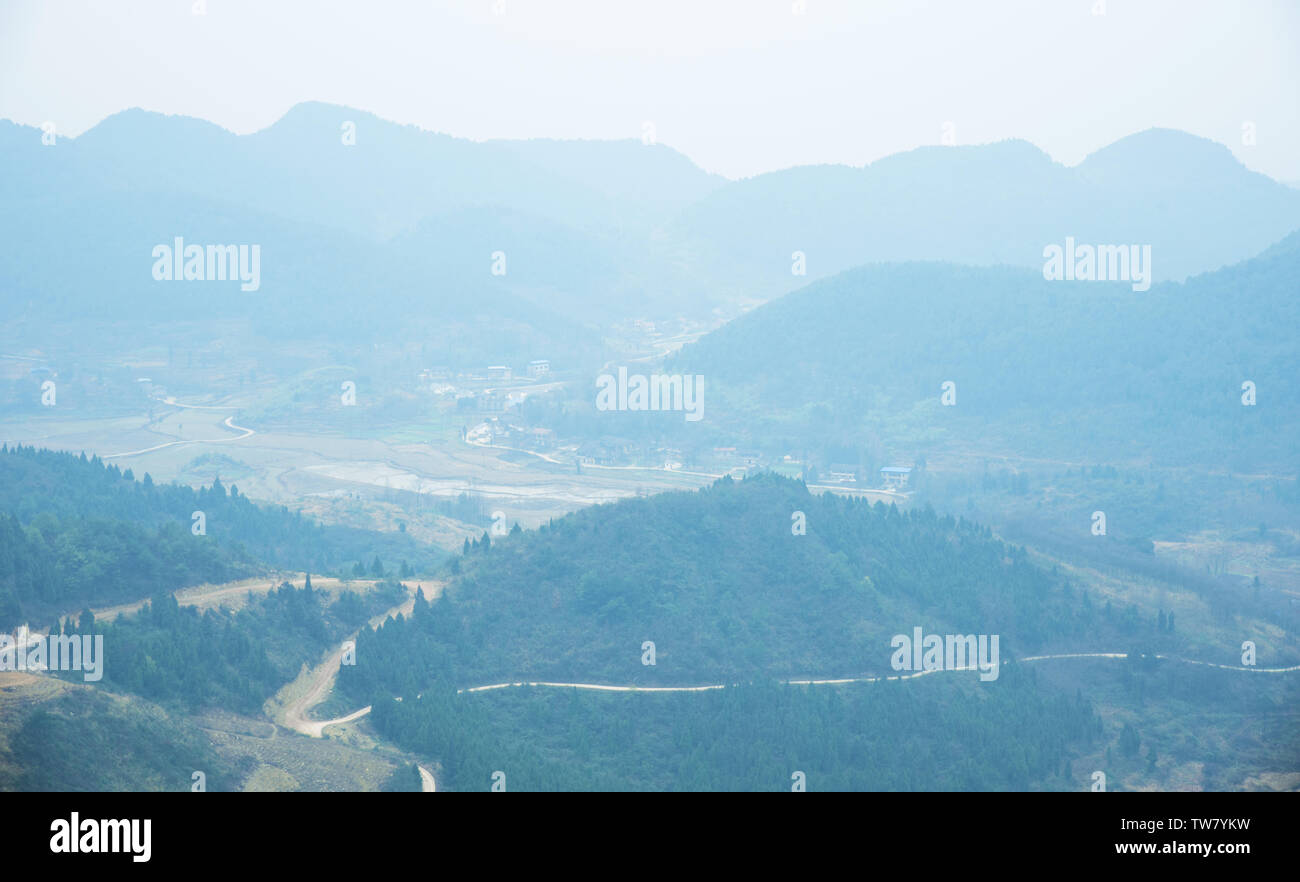 Scenery of Bashu mountains and rivers in Dazhu County, Sichuan Province ...