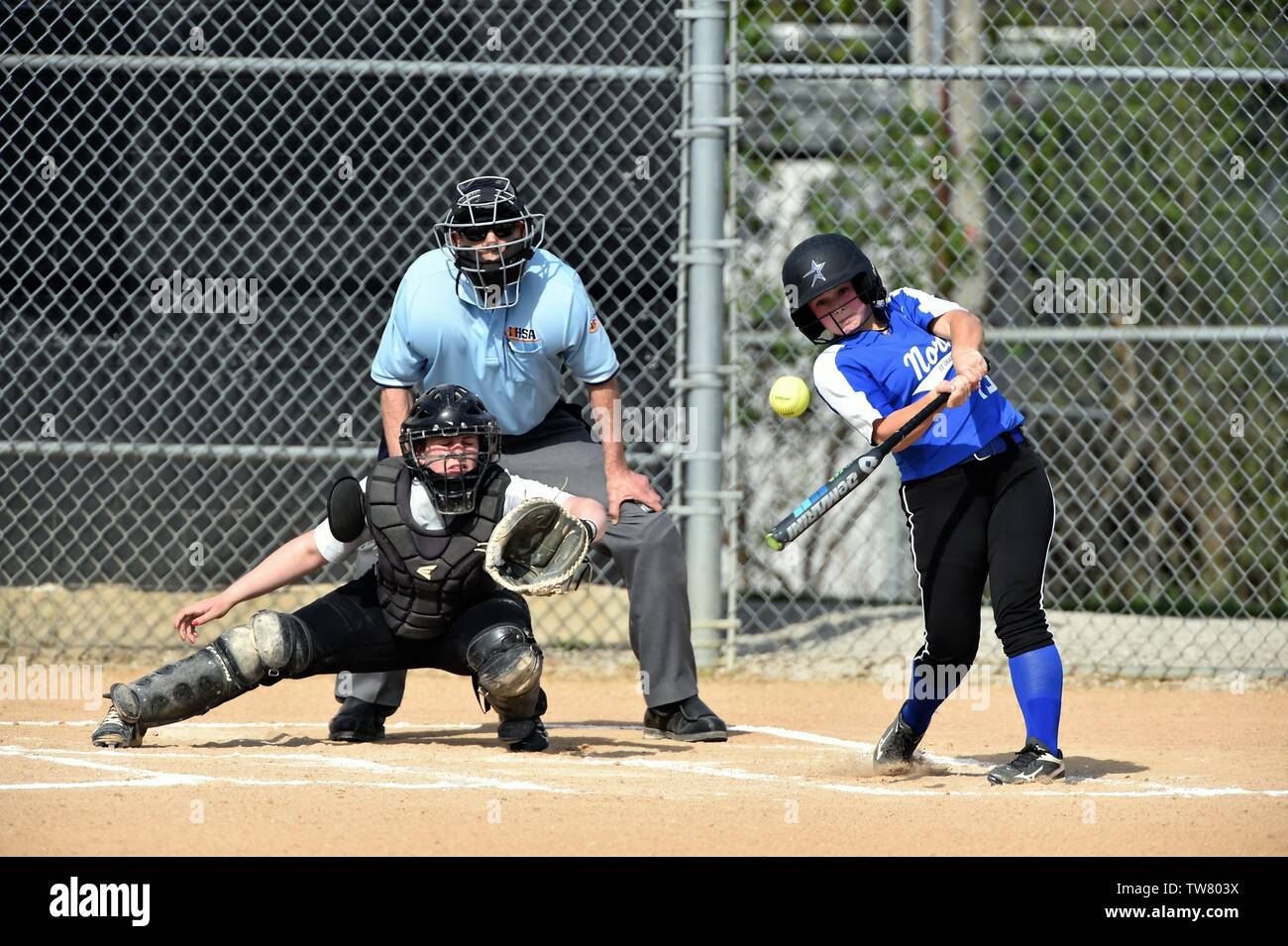 Hitter connecting for a two-base hit. USA Stock Photo - Alamy