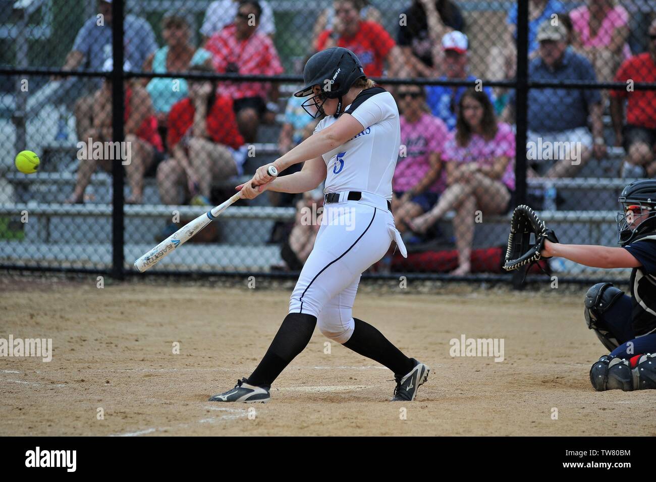 Hitter connecting for a two-base hit. USA Stock Photo - Alamy