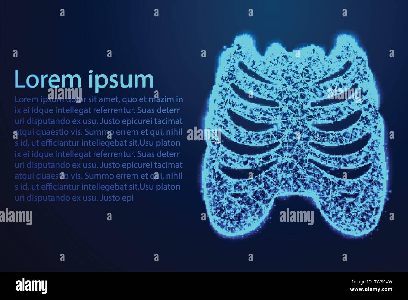 rib cage, Lateral bone, Human Anatomy. Abstract low poly, Triangle, dot ...