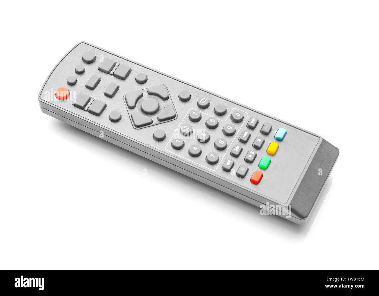 Modern TV remote control on white background Stock Photo - Alamy