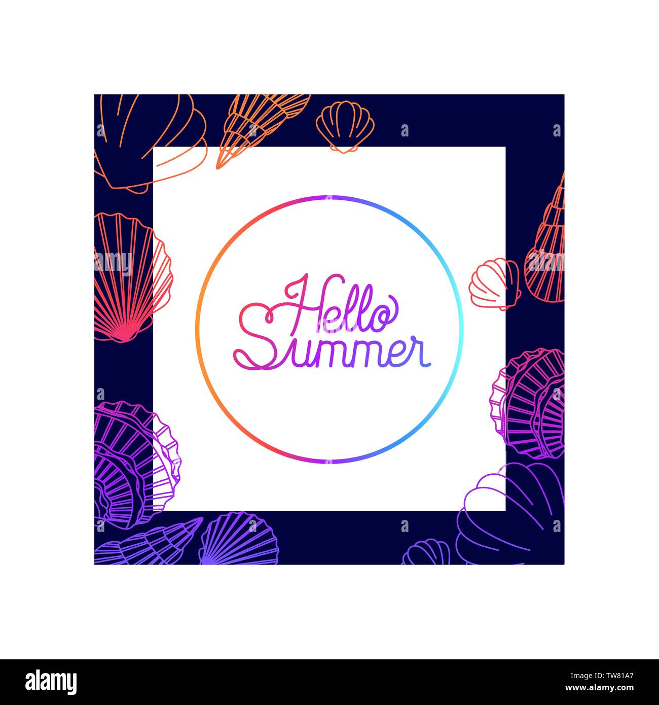 hello summer label with colorful image Stock Vector Image & Art - Alamy