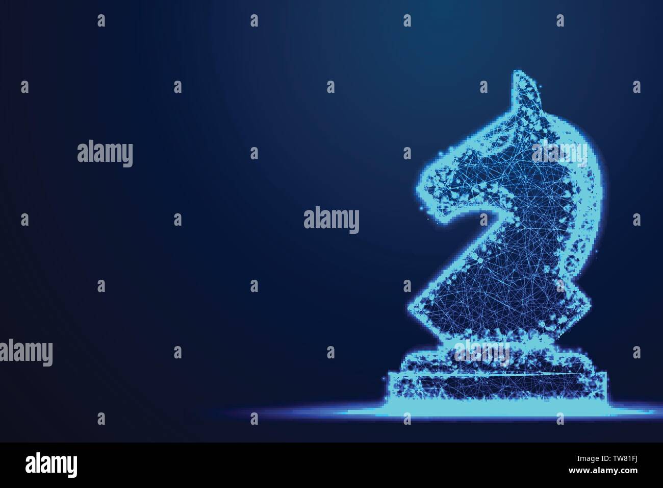 Chess Knight wireframe Polygon blue frame structure, Business strategy ...